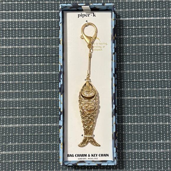 Piper K | Accessories | New Piper K Gold Articulating Fish Bag Charm ...